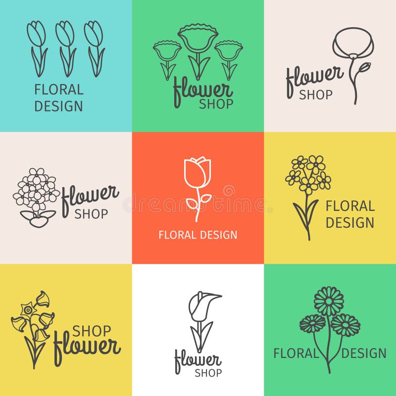 Floral design line logo stock vector. Illustration of label - 72237836