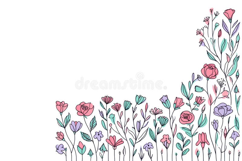 Floral Design with a Patterned Corner in Soft Pastel Colors ...