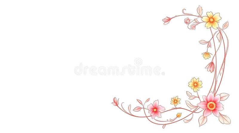 Floral Design with a Patterned Corner in Soft Pastel Colors ...