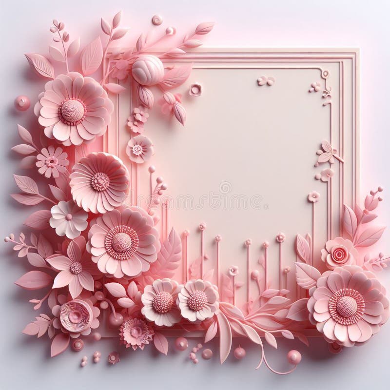 Floral Design Pink Color Border Frame Background Stock Illustration ...