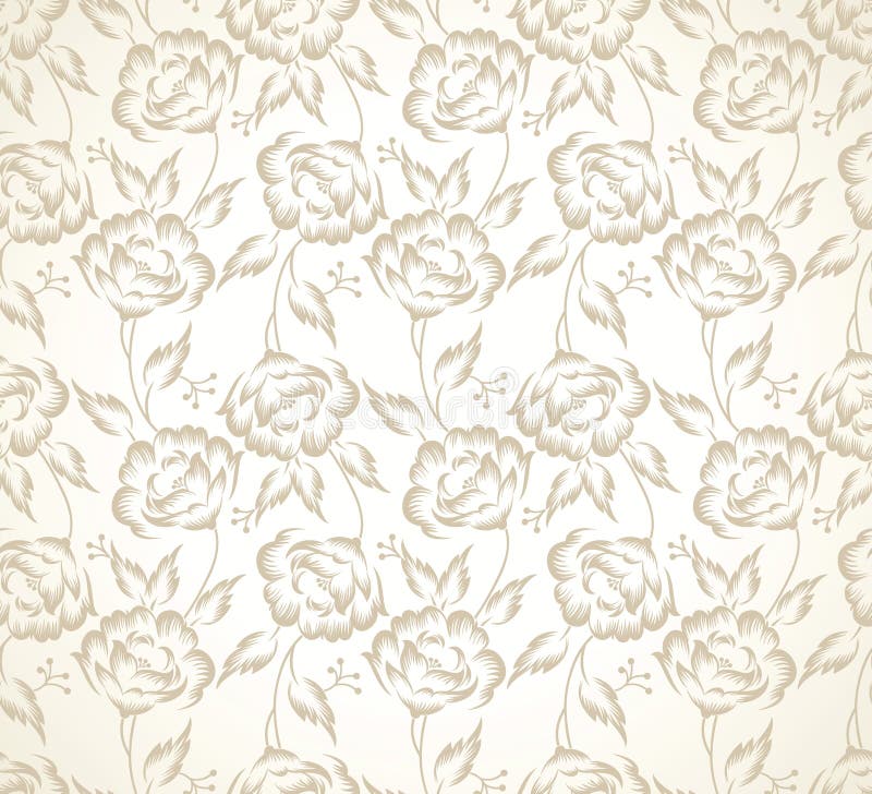 Floral Seamless Designer Wallpaper Stock Vector - Illustration of ...