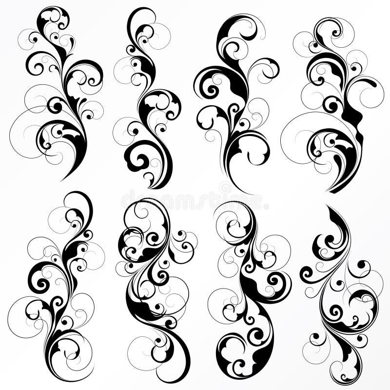 Floral Designs Set stock vector. Illustration of pattern - 8599403