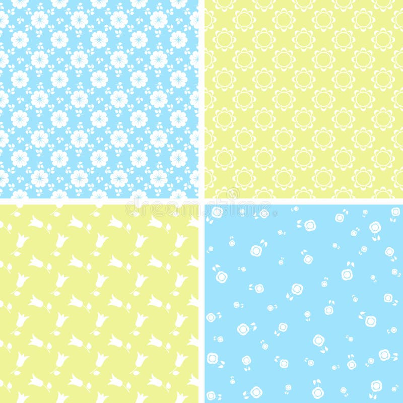 Floral Different Vector Seamless Patterns Stock Vector - Illustration ...