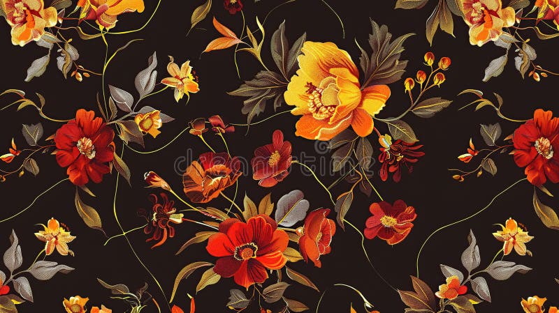Floral Digital Flower Design Pattern Print. Generative Ai Stock ...