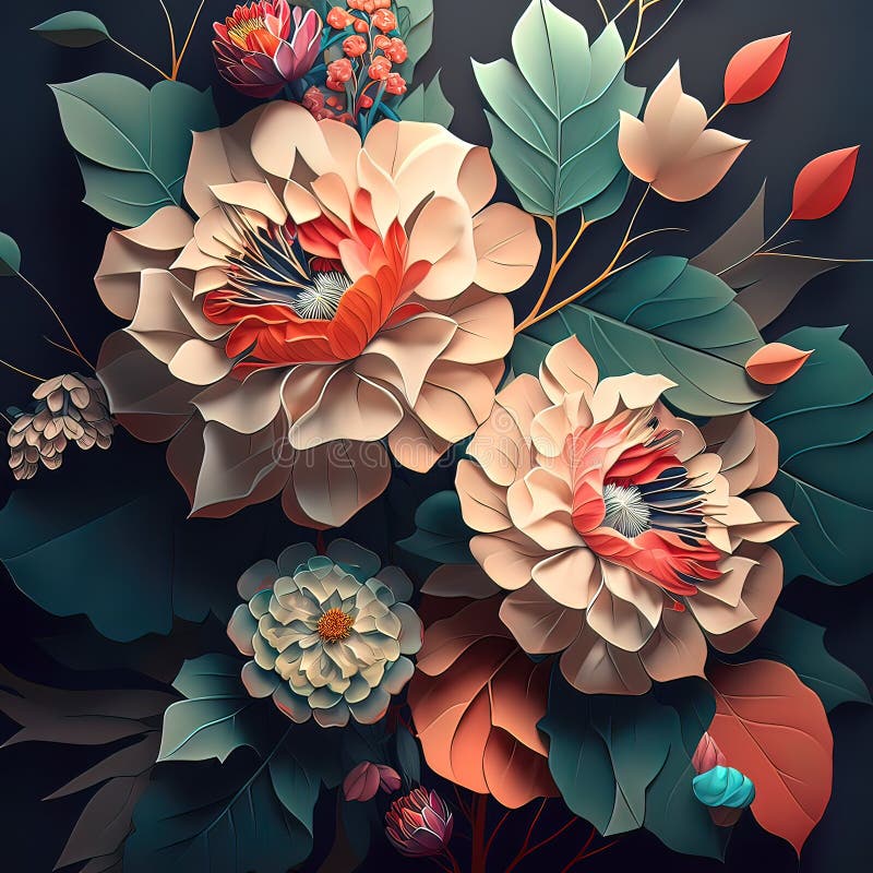 Floral Digital Illustration Stock Illustration - Illustration of summer ...