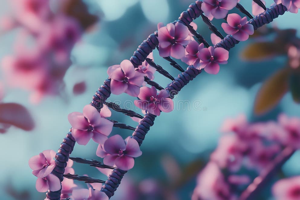 Floral DNA Structure Symbolizing Nature and Life Stock Illustration ...