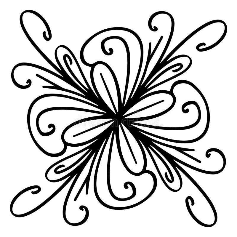 Floral Doodle Ornament One Single Flower Page Element Tattoo Stock ...