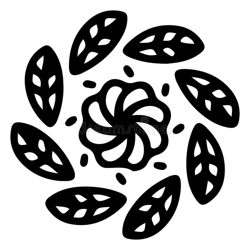 Floral Doodle Ornament One Single Flower Page Element Tattoo Stock ...