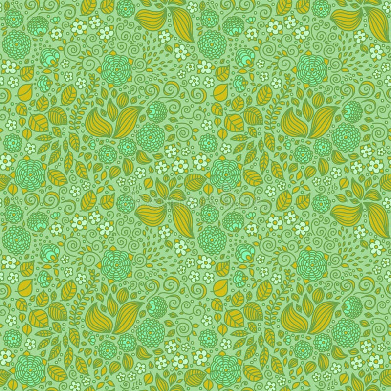 Floral Doodle Wallpaper Seamless Pattern. Stock Illustration ...