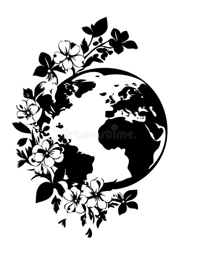Floral Earth Vector Illustration for Eco-Friendly Designs and Art ...