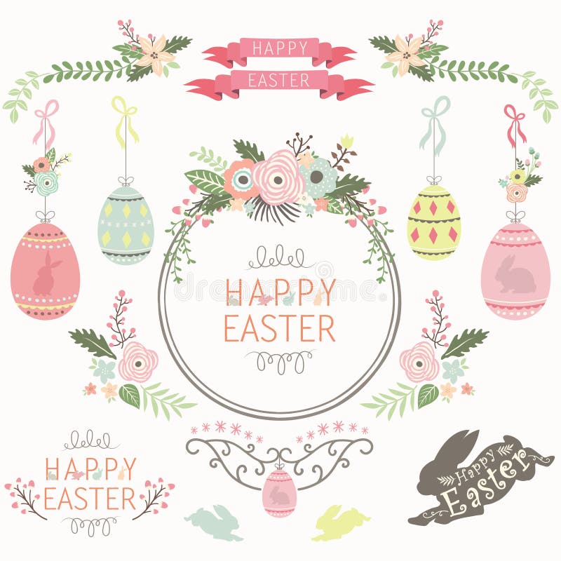 Easter Design Elements stock vector. Illustration of flower - 57520268