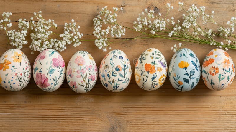 Floral Easter Eggs on Wood, Charming and Country-inspired Decor. Easter ...