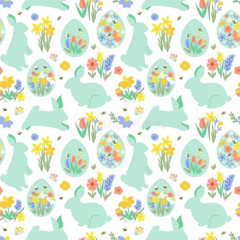 Floral Easter Bunny. Cute Floral Rabbit. Hello Spring Rabbit Happy ...