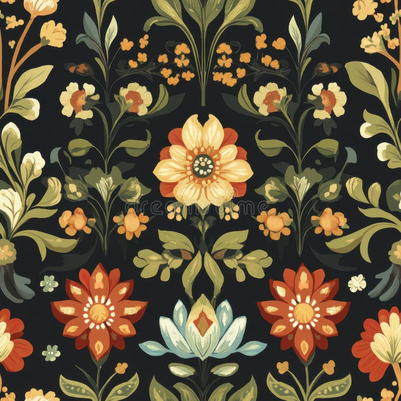 Floral Elegance: Vintage Garden Flower Pattern Design Stock Image ...