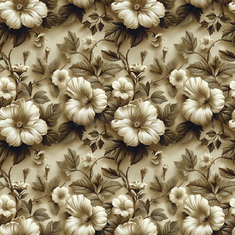 Floral Elegance in Vintage Tones Creates a Timeless Textile Design ...