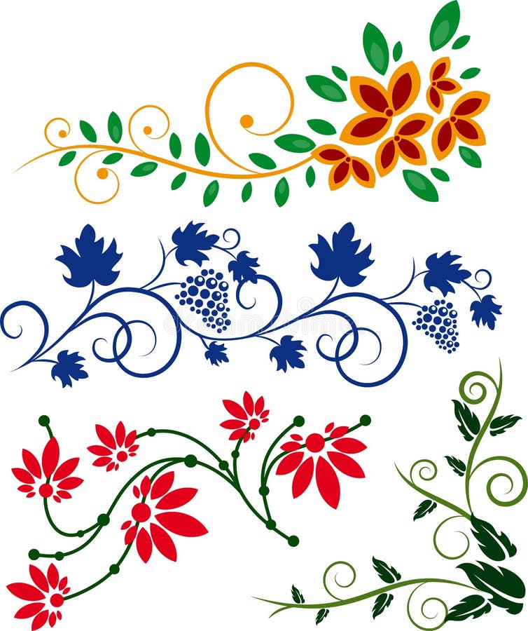 Set of floral elements stock vector. Illustration of leafs - 16655693