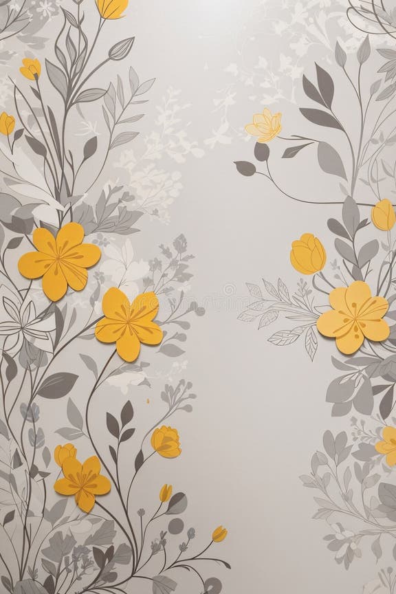 Floral Elements on a Basic Grey Paper Texture Background Stock ...