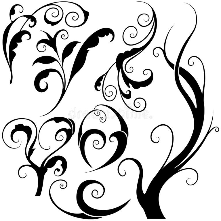 Floral elements M stock vector. Illustration of branch - 5340614