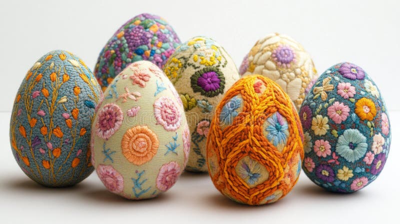 Floral Embroidered Easter Eggs Stock Illustration - Illustration of hand, needlework: 365361692