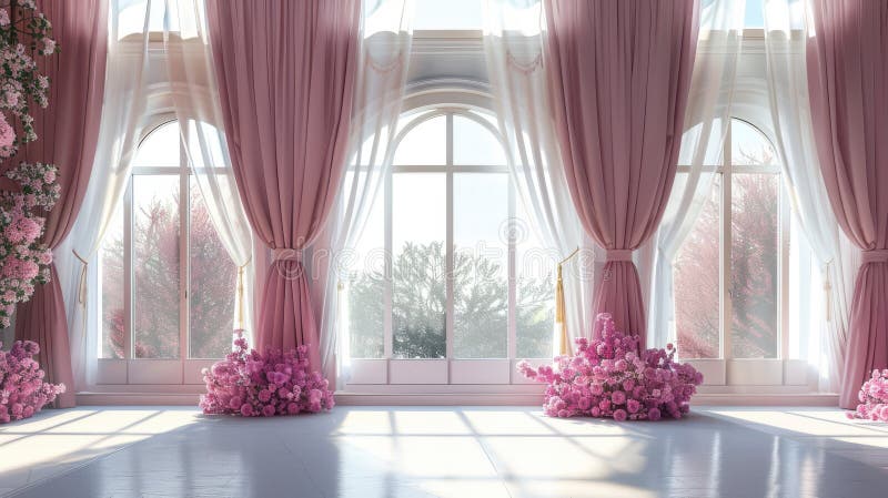 Floral Enhancements Adding Charm To the Wedding Backdrop Setting Stock ...