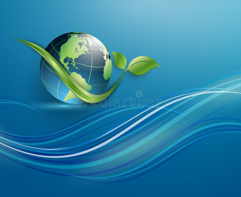 Floral Environmental Vector Frame with Globe Stock Vector ...