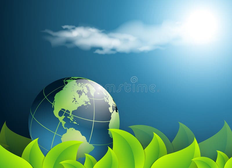 Floral Environmental Vector Frame with Globe Stock Vector ...