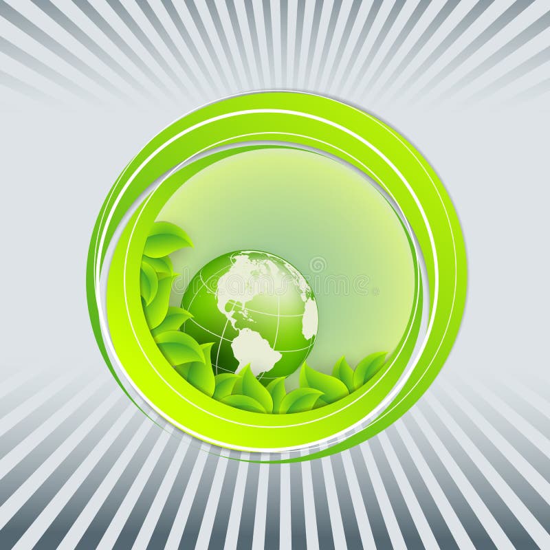 Floral Environmental Vector Frame with Globe Stock Vector ...