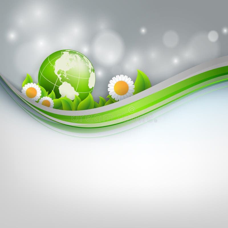 Floral Environmental Vector Frame with Globe Stock Vector ...