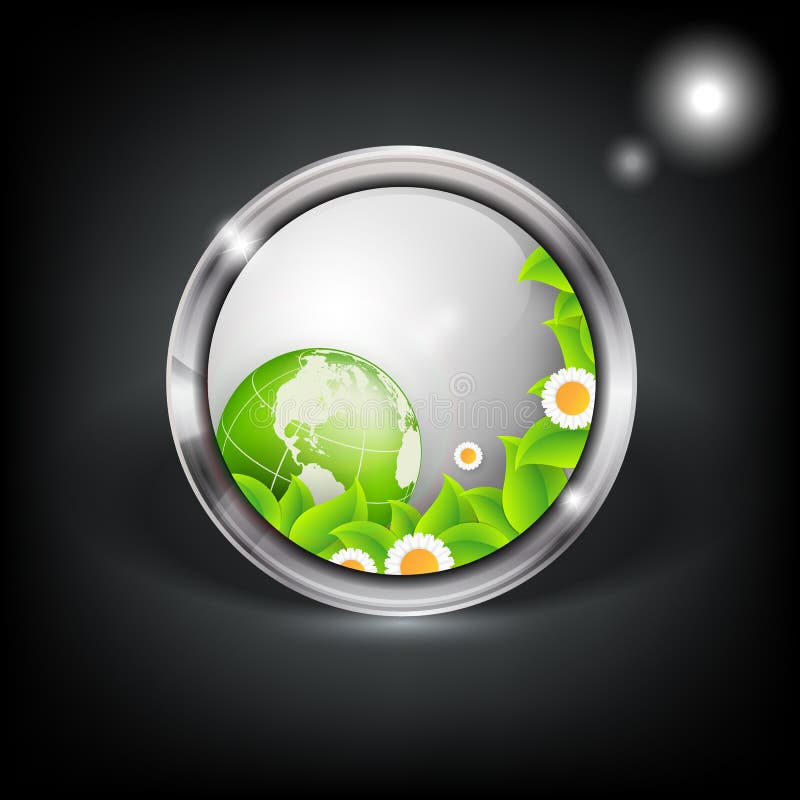 Floral Environmental Vector Frame with Globe Stock Vector ...