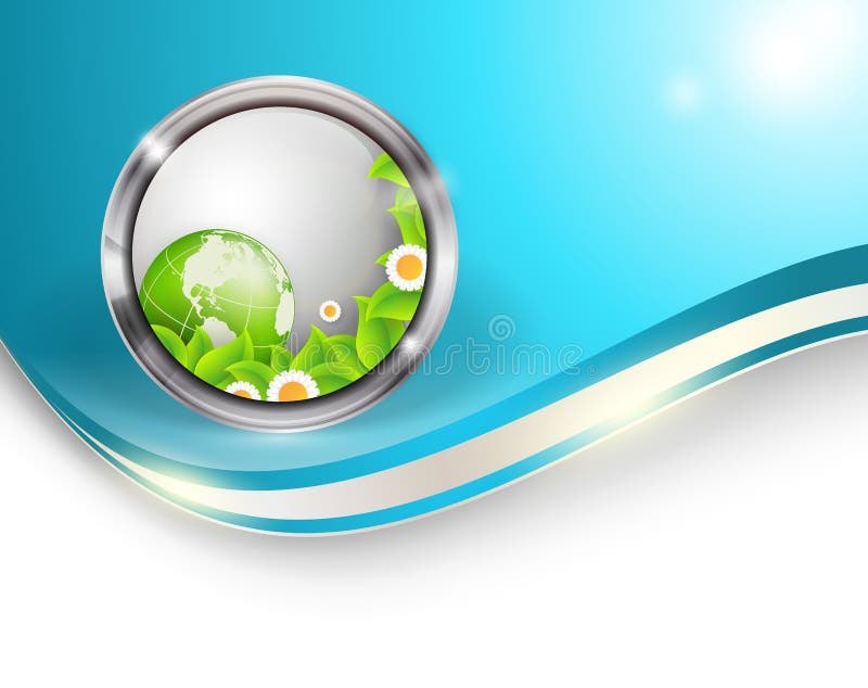 Floral Environmental Vector Frame with Globe Stock Vector ...