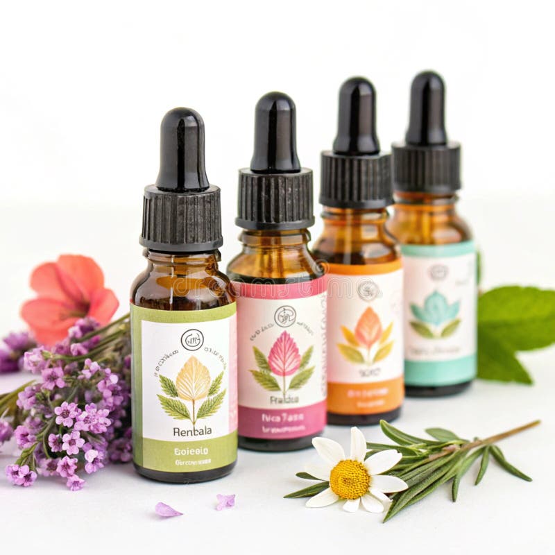 Floral Essential Oils Isolated on Transparent Background Stock ...