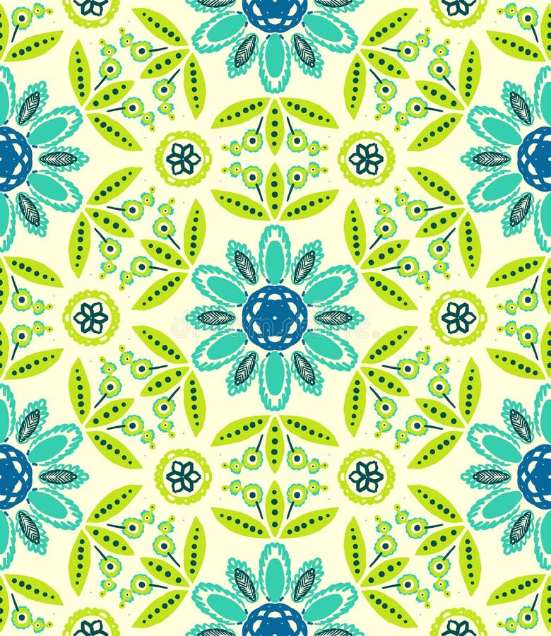Seamless Polish Folk Art Pattern with Flowers - Wzory Lowickie on Black ...