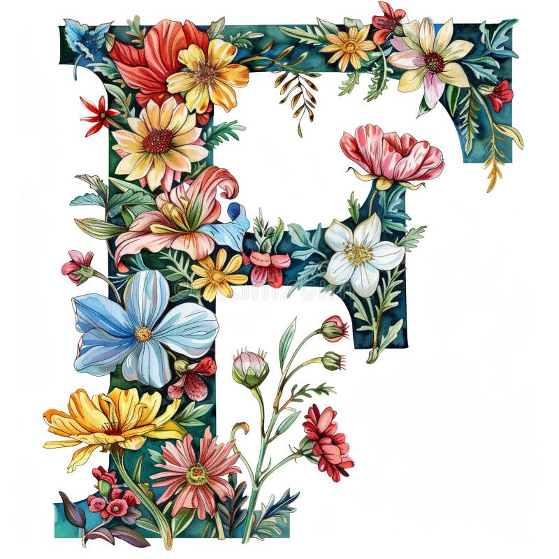 Floral F Letter. AI Generated. Stock Illustration - Illustration of ...