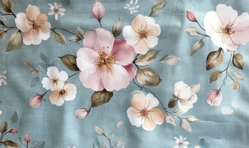 Floral Fabric Pattern, Soft Pastel Blooms, Delicate Vines, Watercolor ...