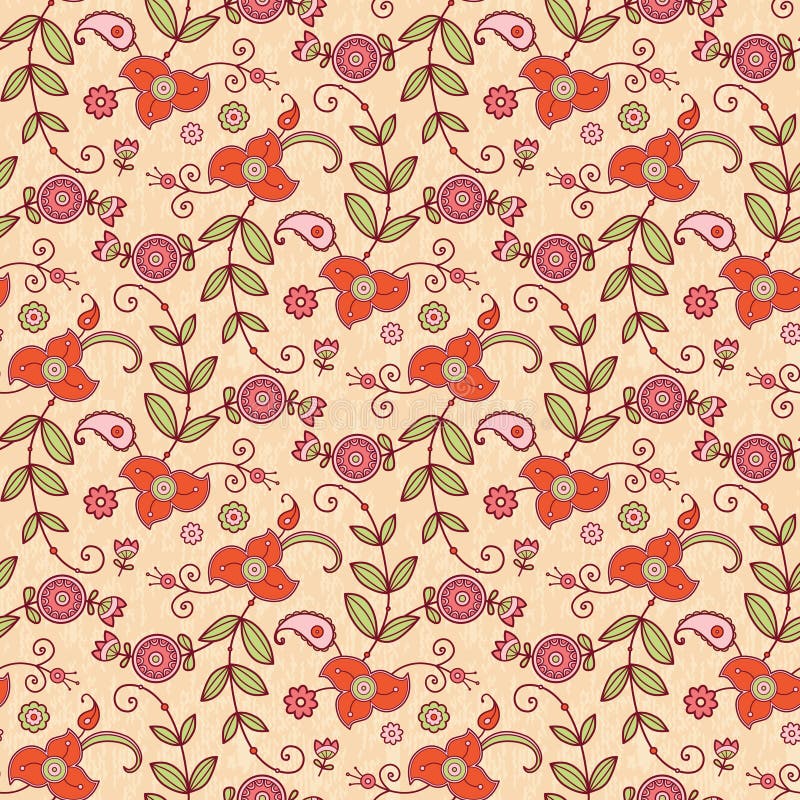 Floral fabric pattern stock vector. Illustration of doodle - 76137646