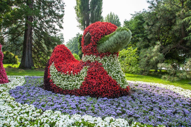 Floral Figures of Ducks on the Island of Mainau in Germany. Isle ...