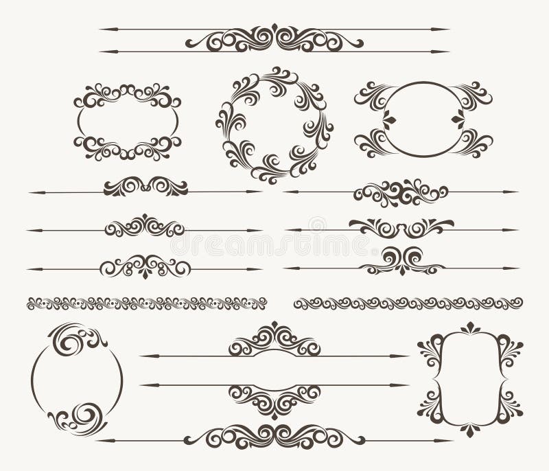 Floral Filigree Design Element Set Stock Vector - Illustration of card ...
