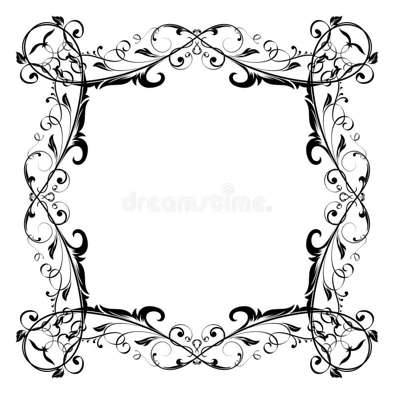 Floral Filigree Frame. Decorative Square Design Element Stock Vector ...