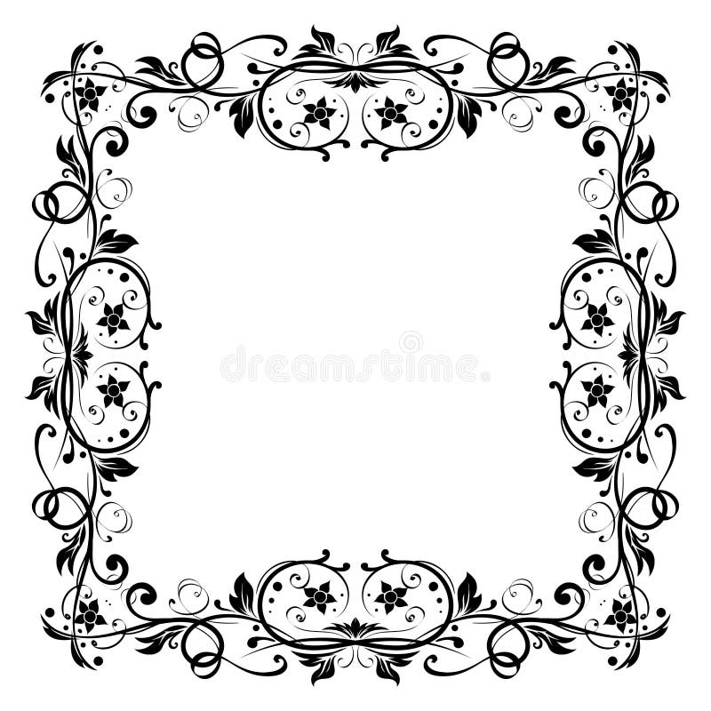 Floral Filigree Frame. Decorative Square Design Element Stock Vector ...