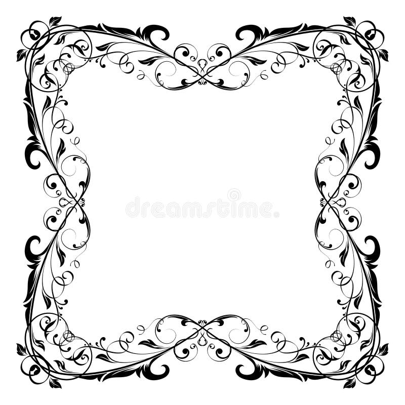 Floral Filigree Frame. Decorative Square Design Element Stock Vector ...