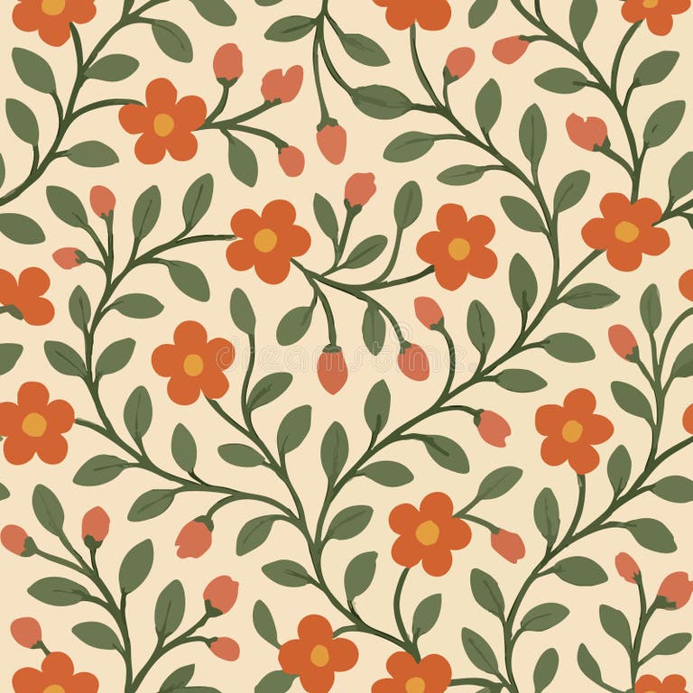 Floral Flat Print Design in Vector Stock Vector - Illustration of ...