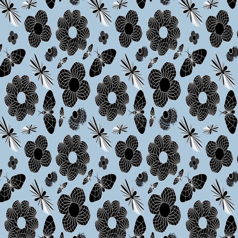 Floral and Flies Vector Repeat Pattern Stock Vector - Illustration of ...