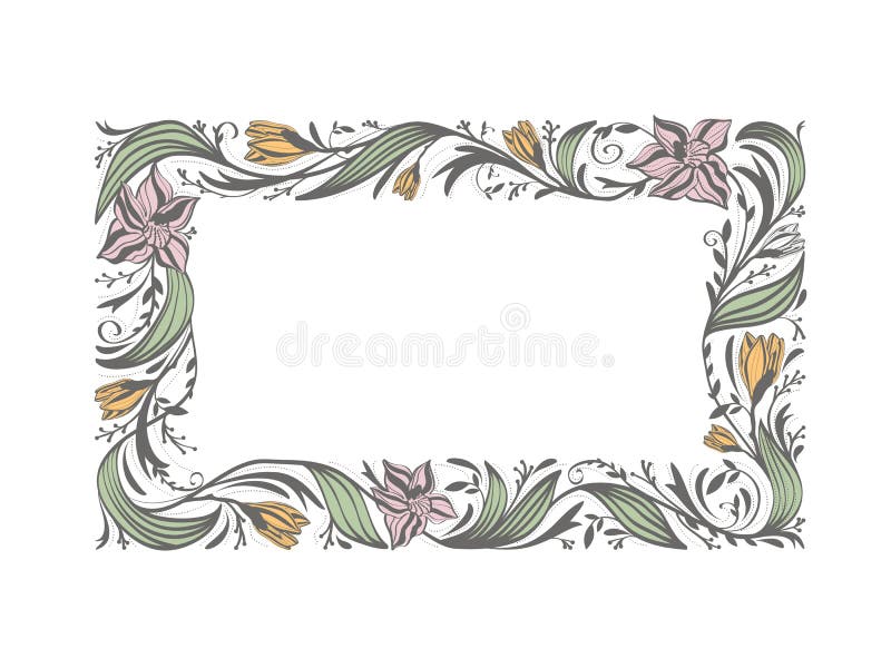 Floral Flower Decorative Frame Stock Vector - Illustration of romantic ...