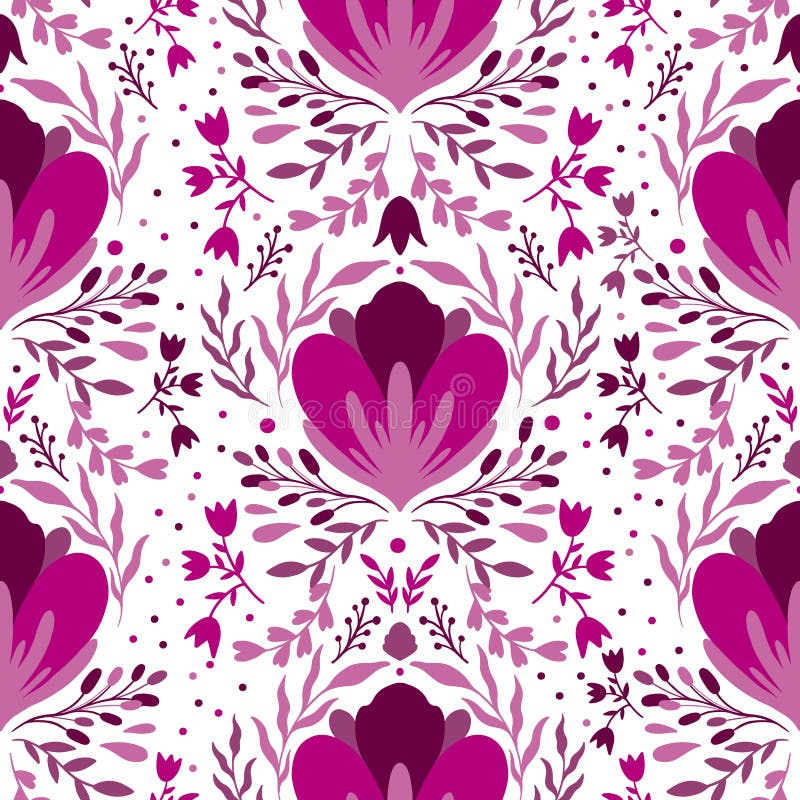 Floral Flower Seamless Pattern.Folk Bloom Endless Ornament Stock Vector ...