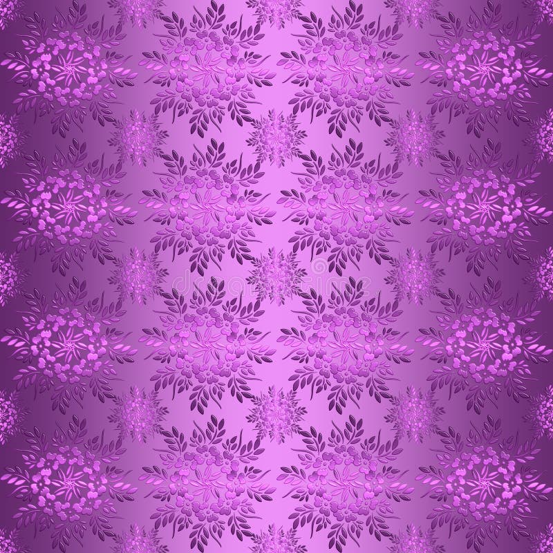 Floral Folk Purple Seamless Pattern Stock Illustration - Illustration ...