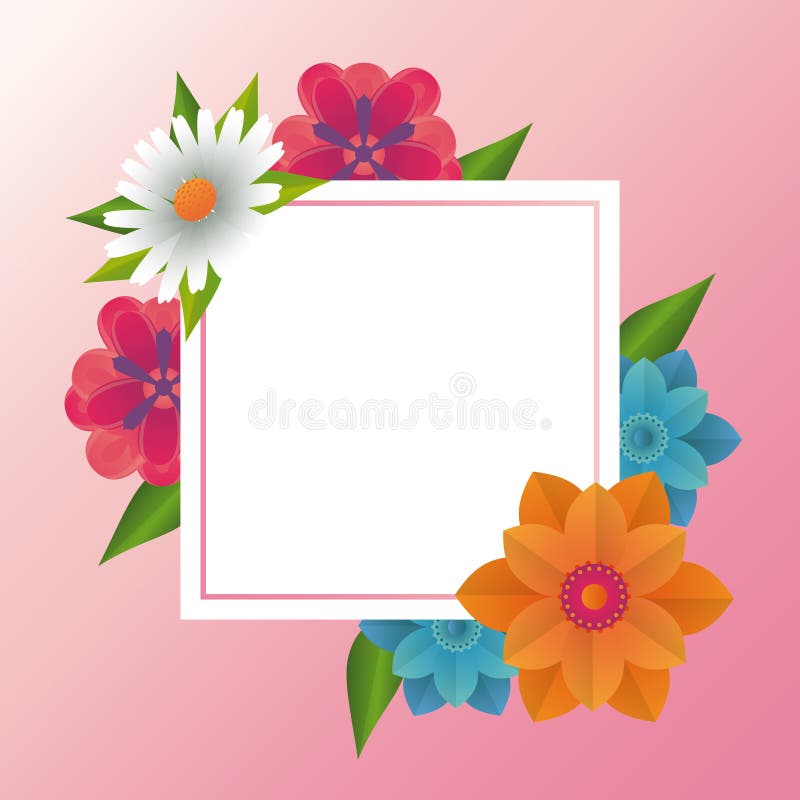 Floral frame blank card stock vector. Illustration of flora - 145447790