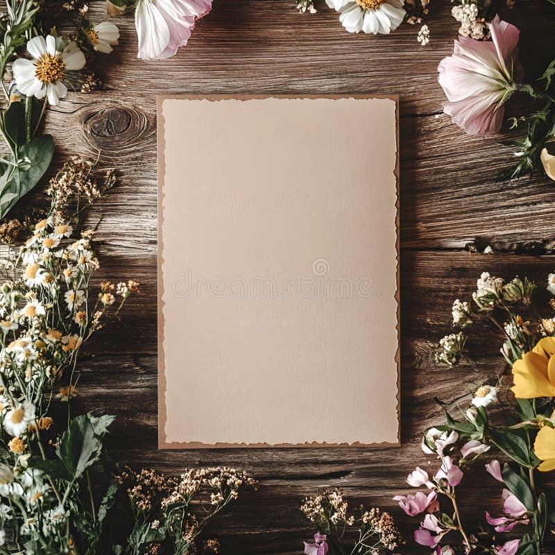 Floral Frame with Blank Paper Stock Illustration - Illustration of ...