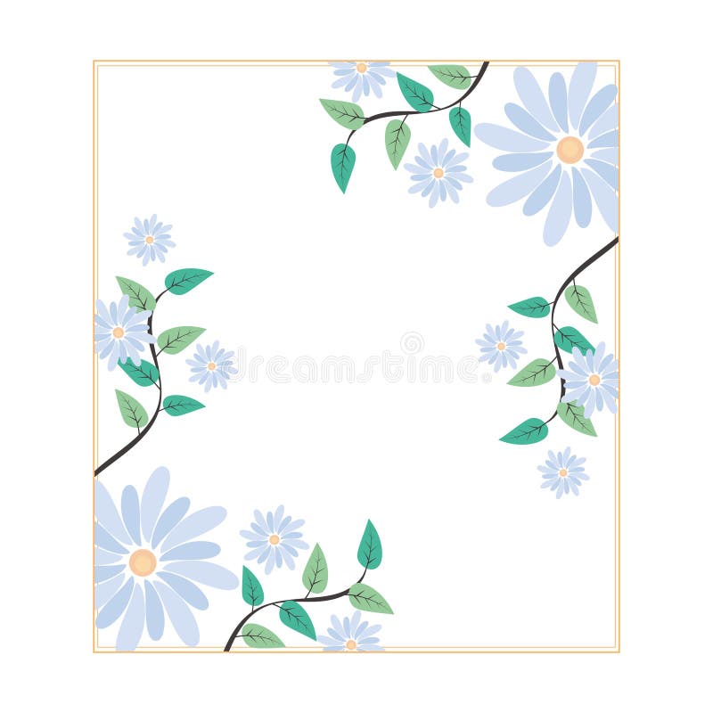 Floral Frame with Blue Flowers Stock Vector - Illustration of card ...