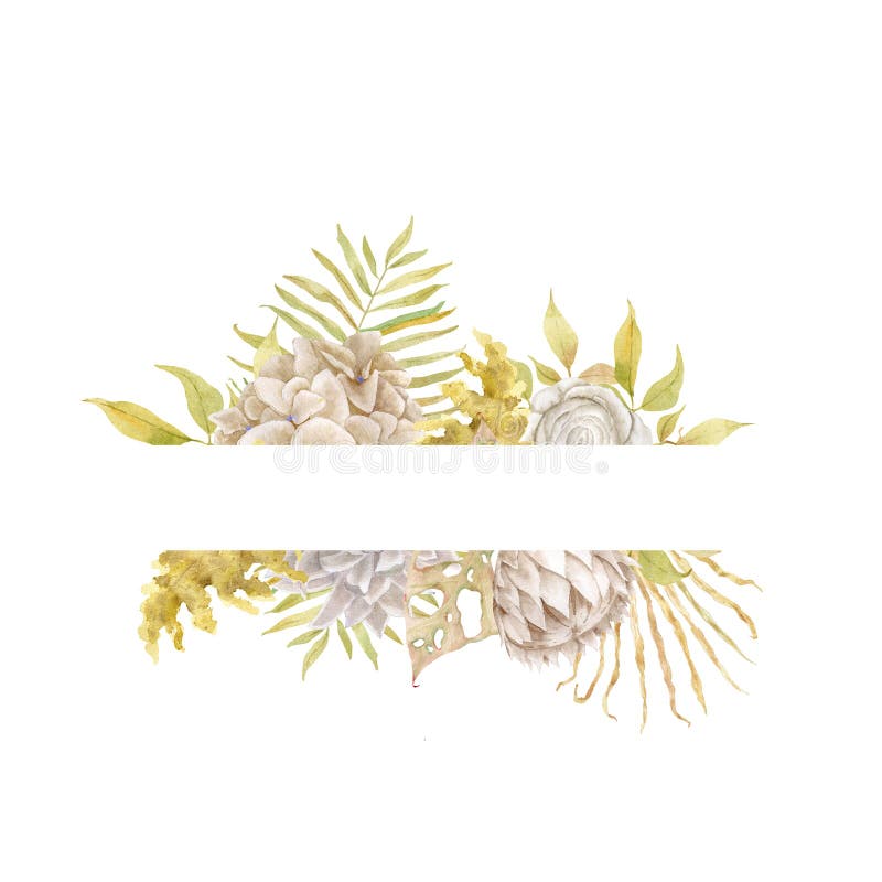 Floral Frame with Boho Bouquet, Frame for Wedding Invitaition, Greeting ...