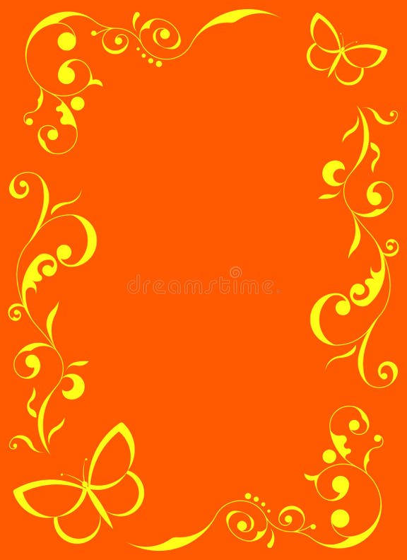 Floral Frame with Butterflies Stock Vector - Illustration of silhouette ...